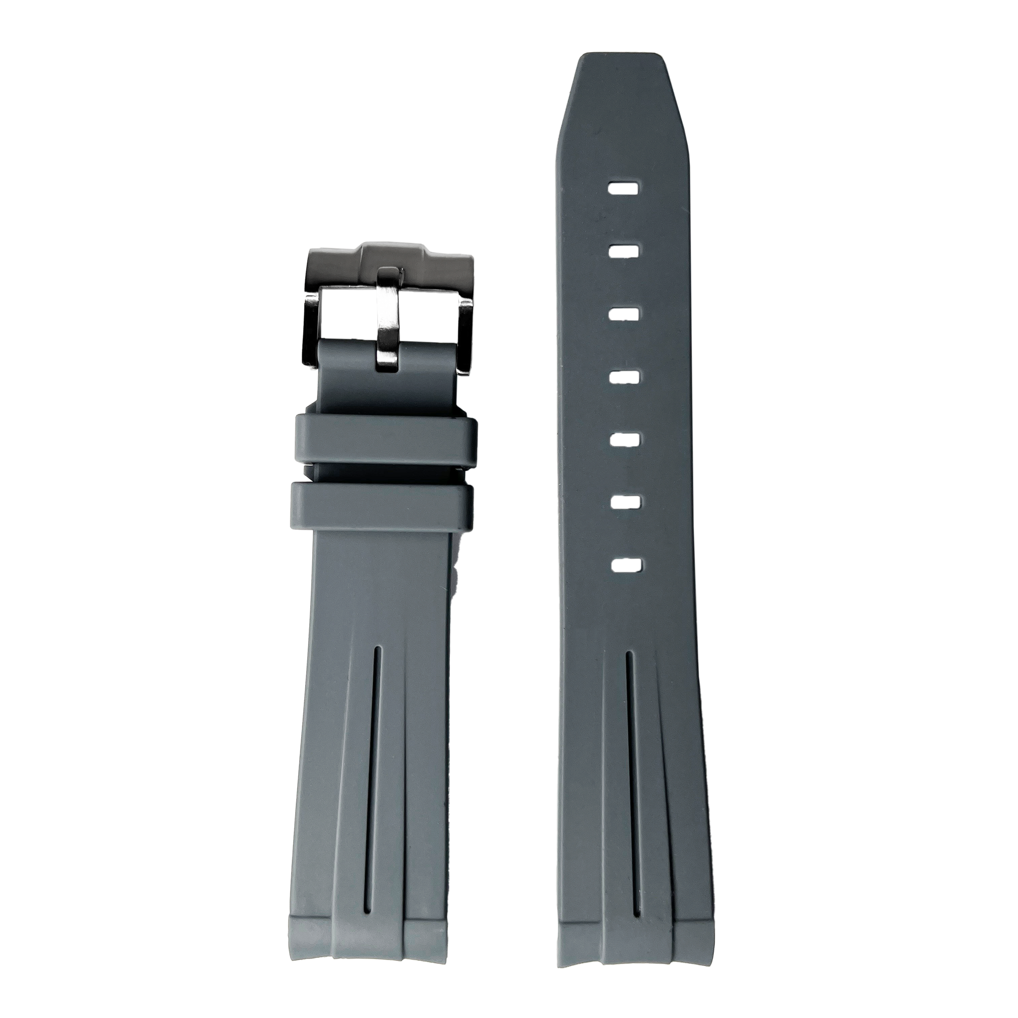 [Curved] King Flexi Rubber - Black with Blue Centre Watch Strap