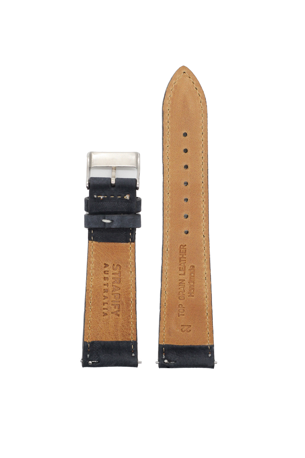 [Fitbit Versa 3 & 4/Sense 1 & 2] Nubuck Leather - Black | White Stitch