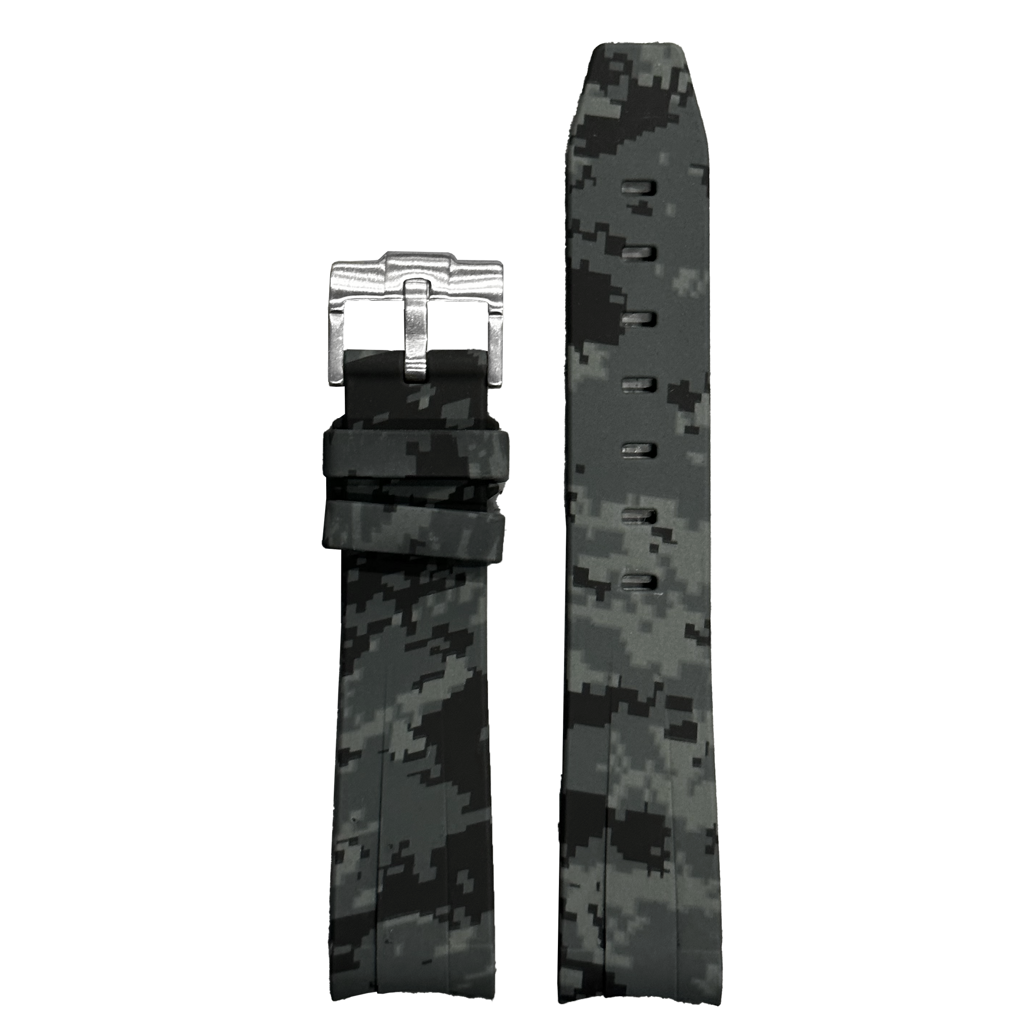 [Curved] King Flexi Rubber - Black with Blue Centre Watch Strap