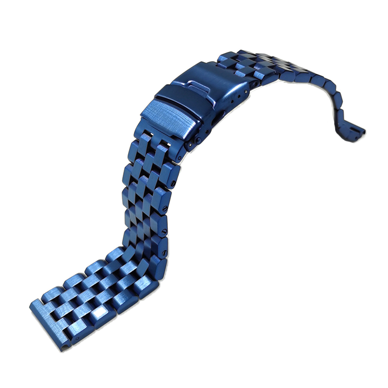 Blue Engineer Steel Watch Strap with Folding Deployant Clasp
