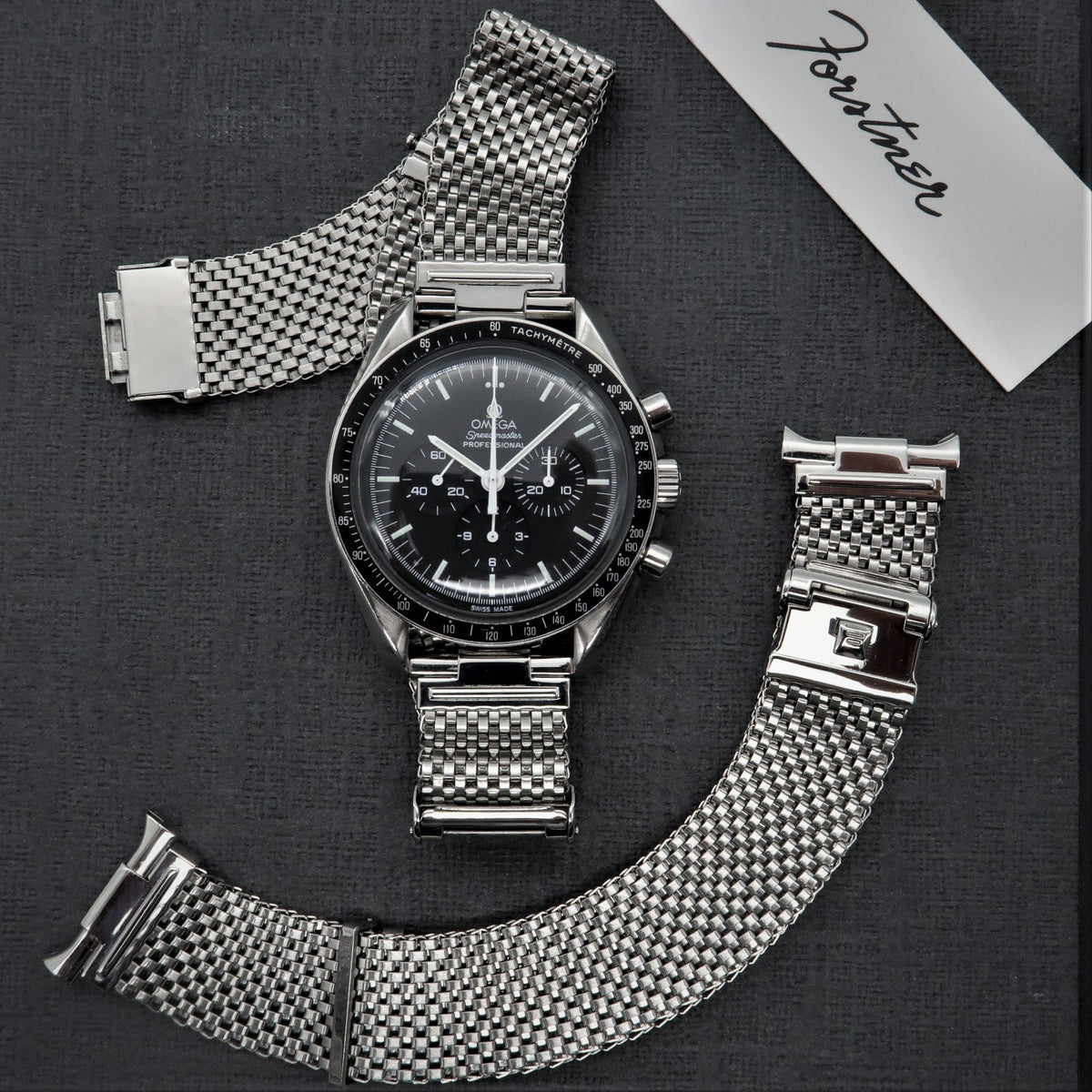 [Forstner] Wide Version Komfit "JB" Mesh Watch Bracelet with Horned En ...