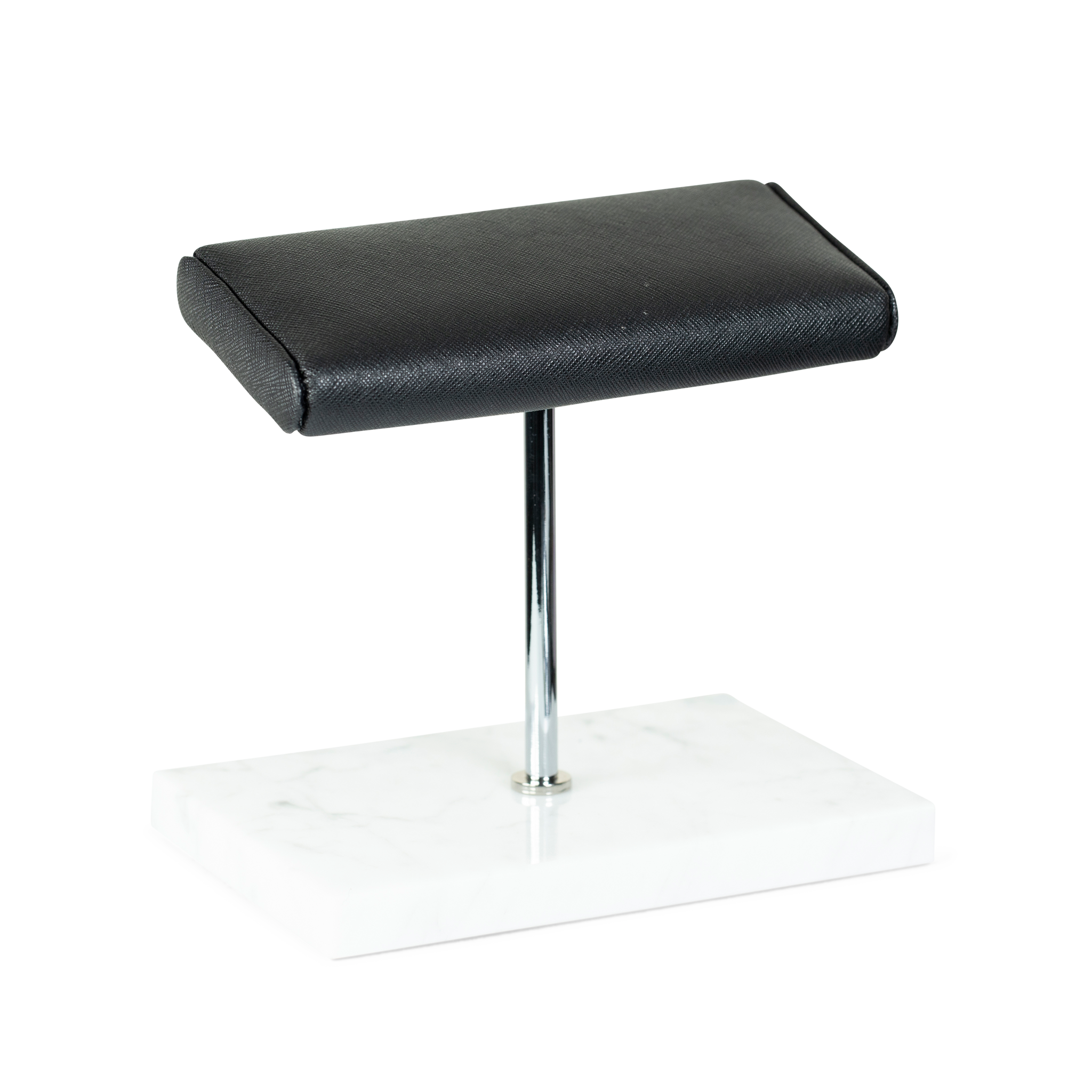 Marble Dual Watch Stand - Saffiano Black | White Marble