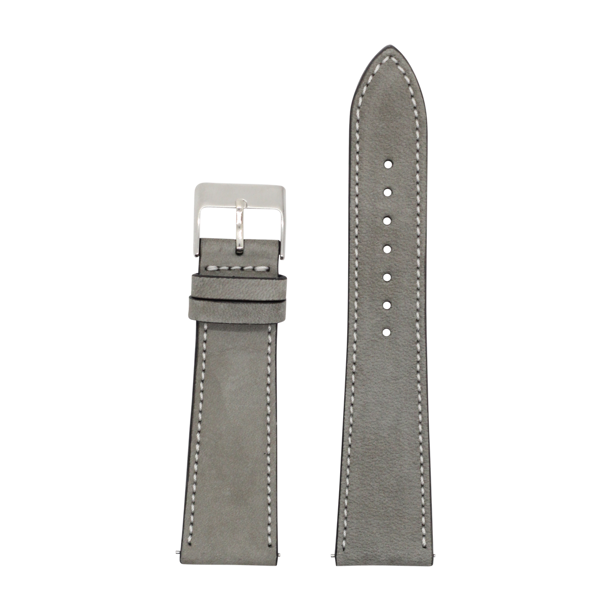 [QuickFit] Nubuck Leather - Grey | White Stitching 20mm – STRAPIFY